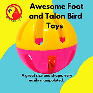 Bonka Bird Toys 2008 Huge 5" Plastic Ball Parrot Foraging Foot Talon Macaws Cockatoos Cats Small Dogs DIY Infant Baby Cages Cockatoo