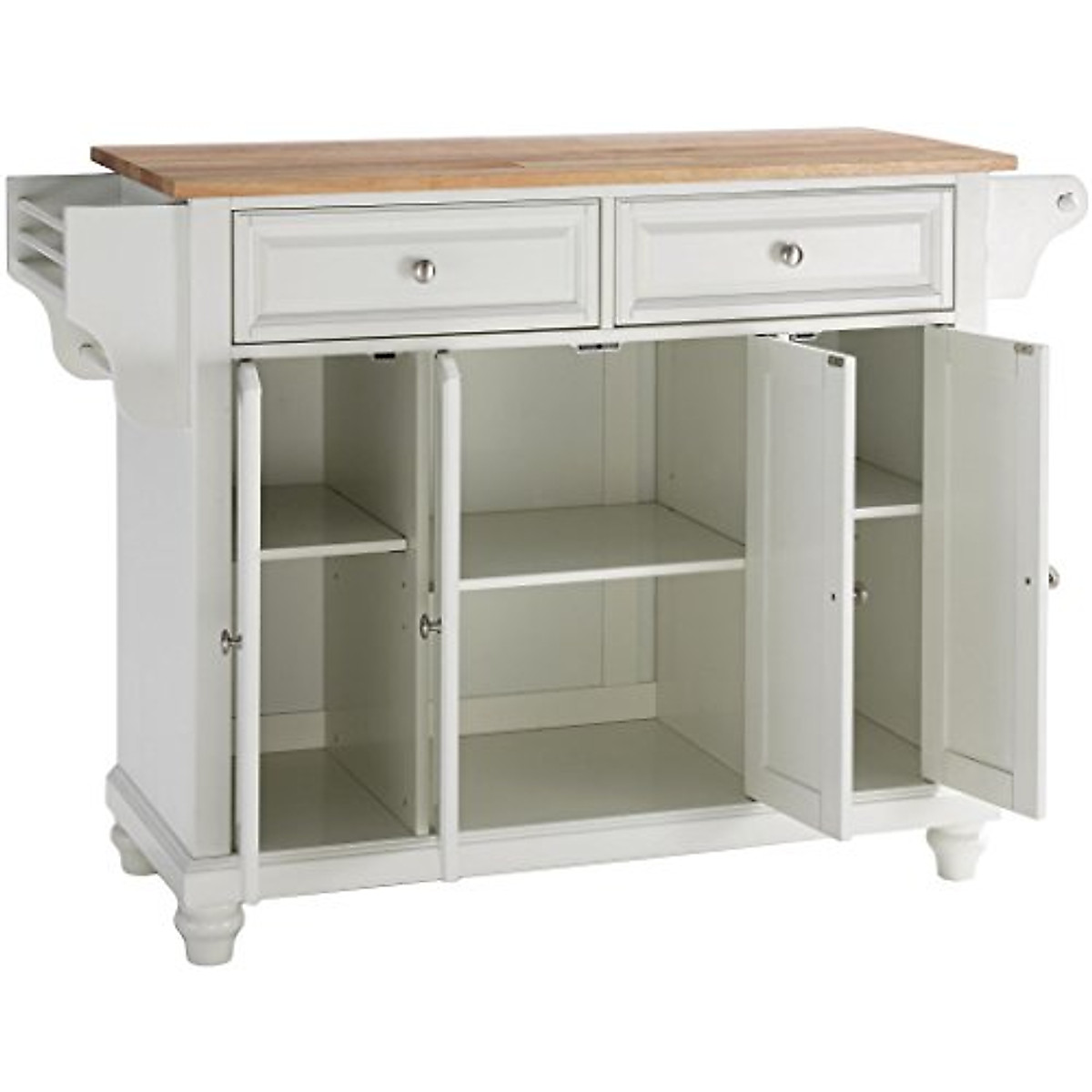 Crosley Furniture Cambridge Kitchen Island with Natural Wood Top - White