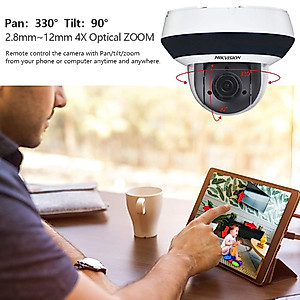 Hikvision 4MP POE Mini PTZ IP Camera DS-2DE2A404IW-DE3,Pan/Tilt/2.8mm~12mm 4X Optical Zoom，Smart IR Night Vision，Audio/Alram Interface， H.265+, Upgrade Version for DS-2DE3304W-DE