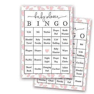 InvitationHouse Pink Baby Feet Baby Shower Bingo Cards - Prefilled - Set of 24…