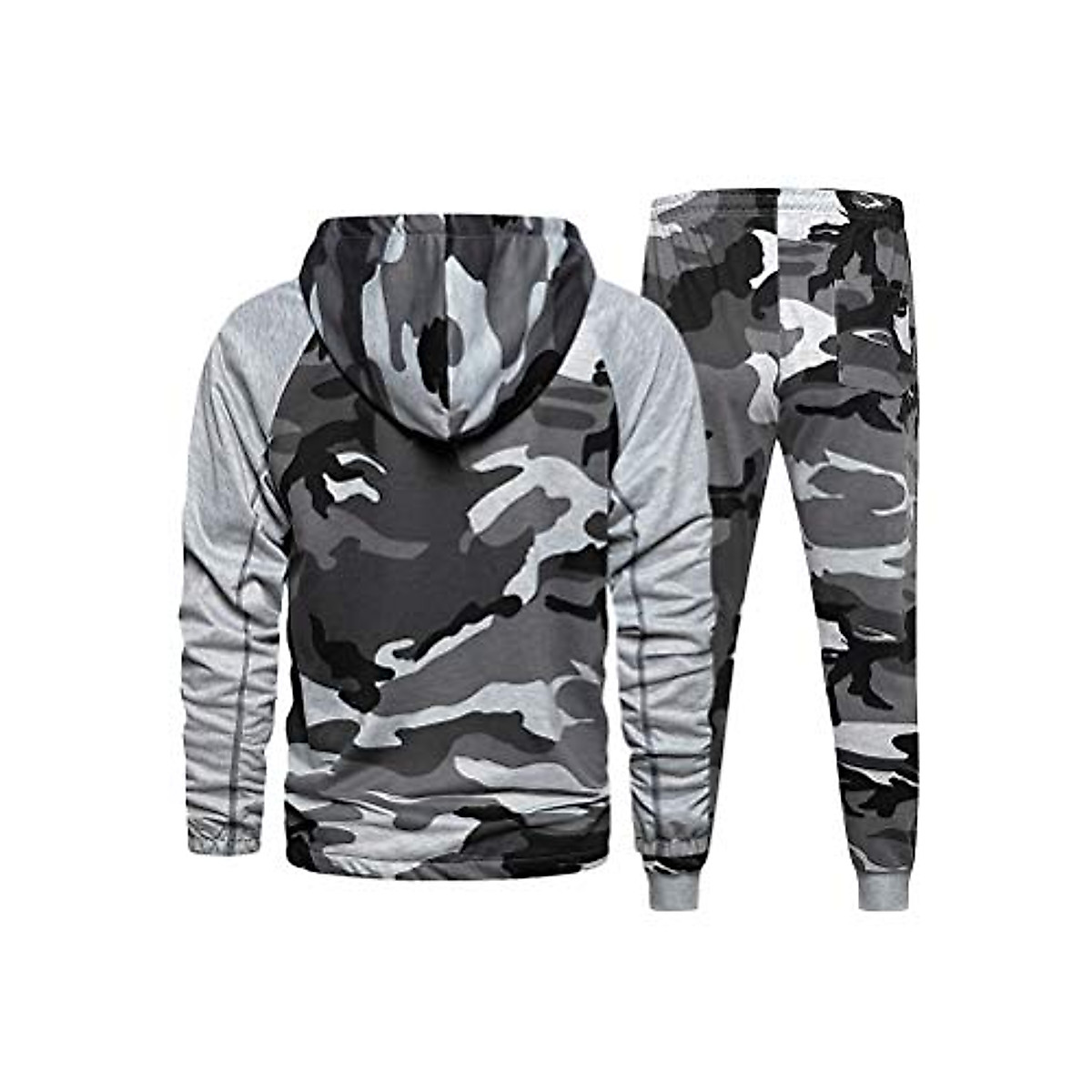 PASOK Men's Casual Tracksuit Set Long Sleeve Full-Zip Running Jogging Athletic Sweat Suits Style 2 Gray 2XL