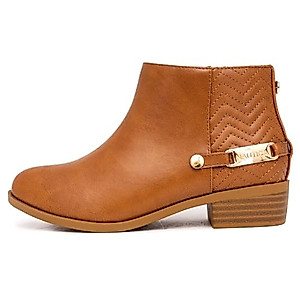Nautica Kids Girls Ankle Bootie With Side Buckle and Zipper, Dress Boot -For Youth -Anper-Tan -13