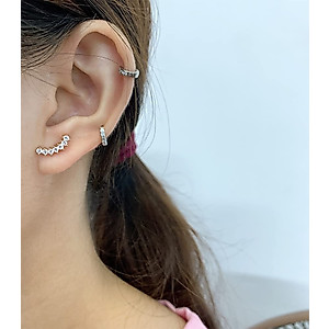 12 Pairs CZ Stud Earrings 16g Cartilage Earring Set Tragus Helix Surgical Stainless Steel Cubic Zirconia Stud Tiny Ball Screw Backs Ear Auricle Cute Love Heart Flower Barbell Piercing Set for Women