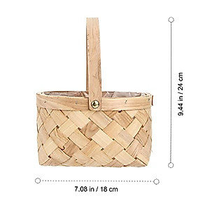LIOOBO Seagrass Basket,Portable Handmade Rattan Storage Container Storage Basket Houseware Storage Basket Wooden Woven Storage Basket with Handle 9.474 inch