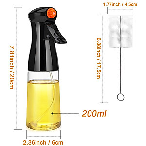 Showvigor Olive Oil Sprayer for Cooking- 200ml Rotatable Nozzle Olive Oil Spray Bottle Premium Oil Mister with Brush Oil Spritzer for Air Fryer, BBQ, Salad, Baking,Grilling Kitchen Gadgets(Black)