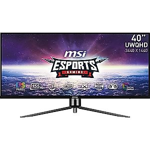 MSI MAG401QR, 40" Gaming Monitor, 3440 x 1440(UWQHD), IPS, 155Hz, FreeSync Premium, HDR400, HDMI, Displayport, USB C, Tilt,Black