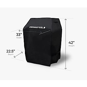 Permasteel PA-1023BK-AM 33" 2 or 3 Burner BBQ Grill Cover, Heavy Duty Weatherproof Fabric for Outdoor Patio Backyard, Universal Fit for Grills up to 33" Width, Black