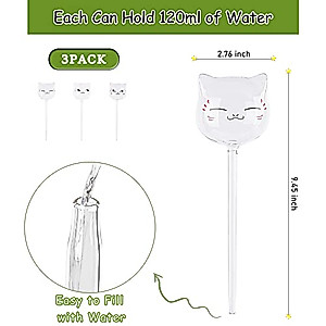 Jitnetiy 3 PCS Hand-Blown Glass Self Watering Globes,Plant Watering Bulbs,for Indoor Outdoor Plant (Clear Cat)