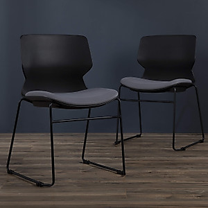 HON Basyx Contempo Guest Chair, Sled Base, 2 Pack, Black/Charcoal