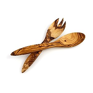 Tramanto Olive Wooden Salad Servers Set, 12 inch Tuscan Design
