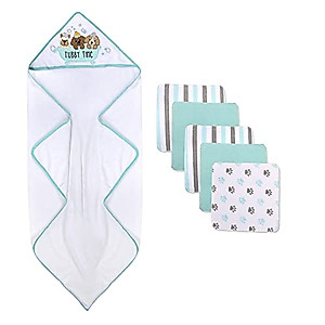 Baby Hooded Towel and Washcloth Set for Infants, Boys and Girls 6-12 Months (Pristine Pups)