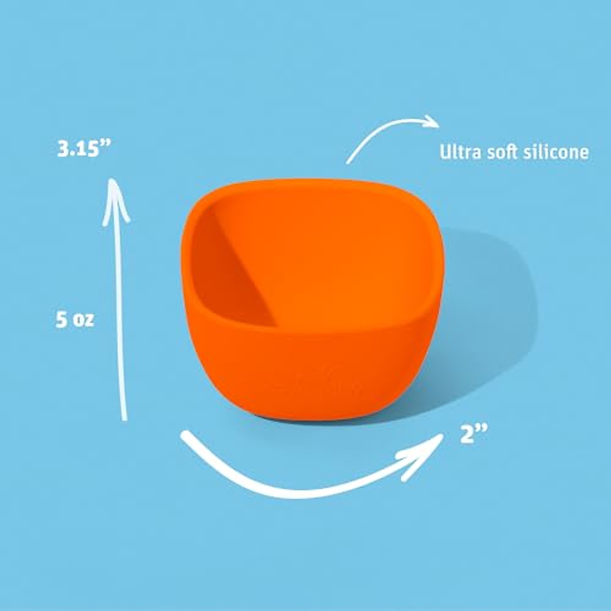 Avanchy Baby Bowls Silicone MINI Prep Bowl Set for Babies Kids Toddler for Feeding Food 4 oz, Orange