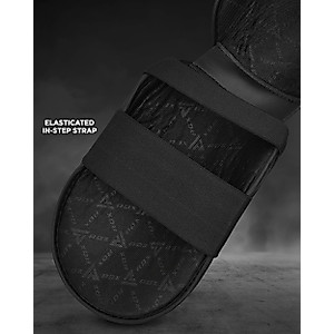 RDX Shin Guards Kickboxing Muay Thai, SATRA SMMAF Approved, Premium Maya Hide Leather, Leg Instep Protection Pads, MMA Martial Arts Kicking Sparring Training Gear, BJJ Karate Boxing Taekwondo, Black