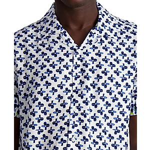 Karl Lagerfeld Paris Men's Floral Print Flowy Shirt, Blue