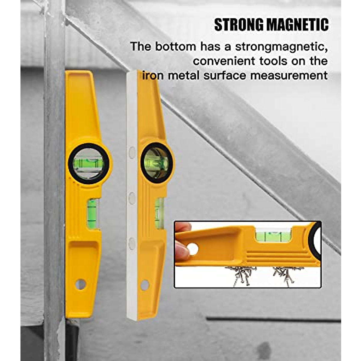RONGPRO 10 Inch Aluminum Die-Cast Magnetic Torpedo Level, Professional Magnetic Scaffolding Spirit Level, Torpedo Level with Rare Earth Magnet 250MM and Holster