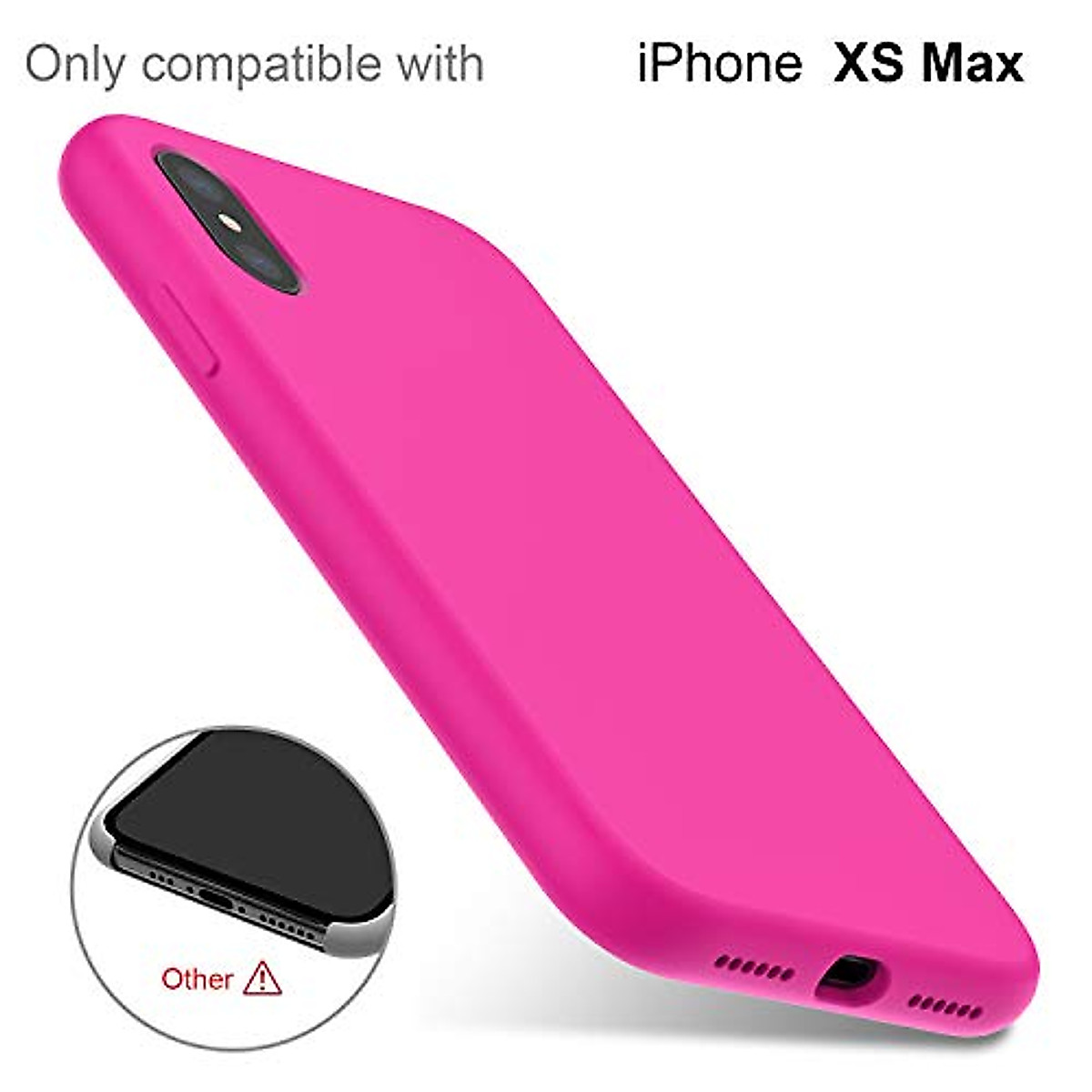 DEENAKIN iPhone Xs Max Case with Screen Protector,Soft Flexible Silicone Gel Rubber Bumper Cover,Slim Fit Shockproof Protective Phone Case for iPhone Xs Max Hot Pink