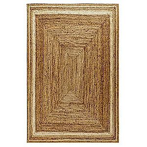 Flash Furniture Prima Natural Fiber Jute Area Rug 8' x 10' - Braided Indoor Jute Rug - Natural Area Rugs