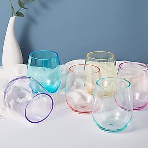 KX-WARE 18-ounce Acrylic Stemless Wine Glasses, set of 6 Mutlicolor