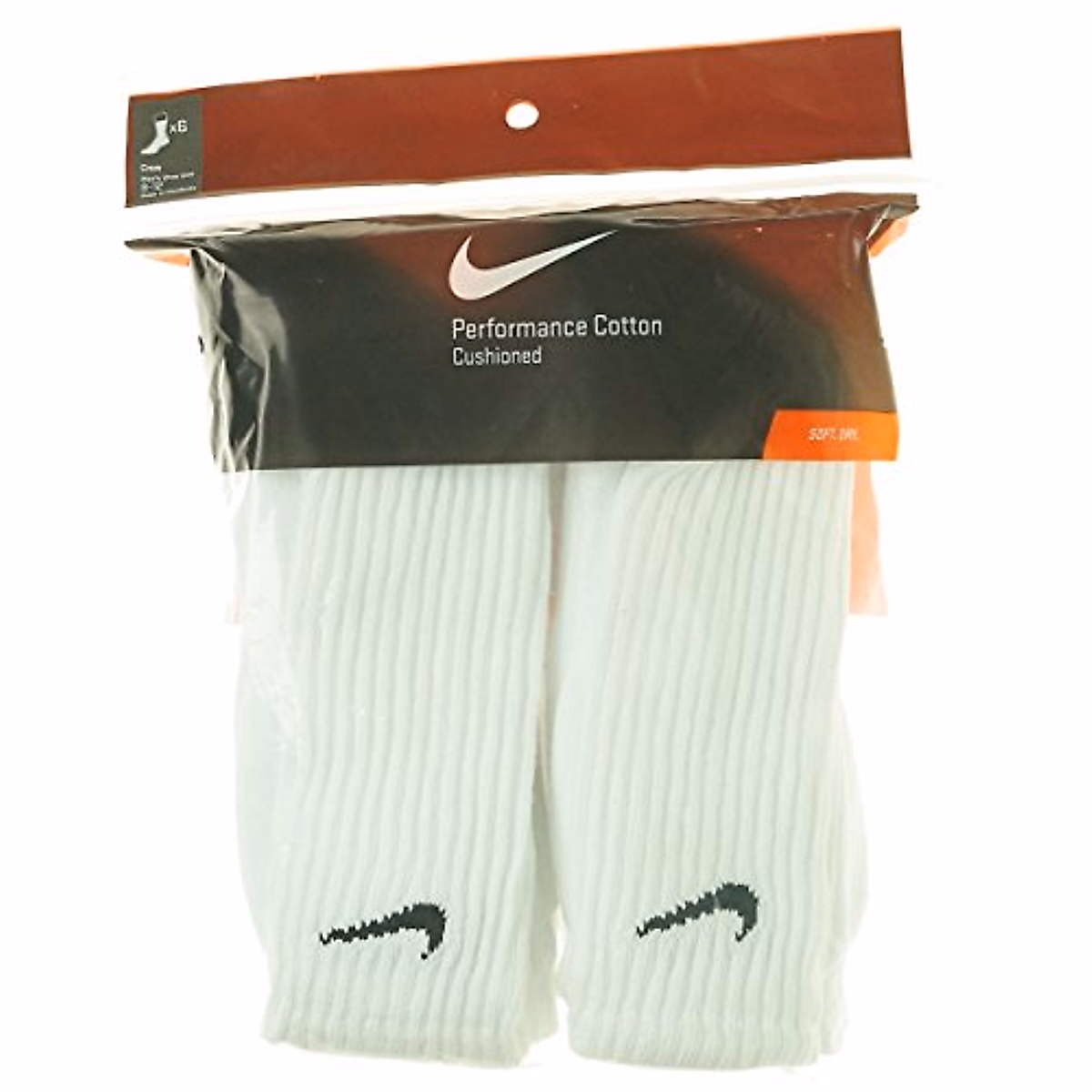 Nike Men/'s Performance Cotton Cushioned Crew Socks, 6 Pair Large (shoe size 8-12) (White) Six Pack