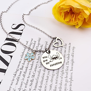 ZZLTAWS Stitch Necklace for Girls Women, Ohana Inspired Necklace Stitch Birthday Necklace Gifts, The Best Gift for Daughters、Granddaughters、Nieces, and Stitch Lovers (To My Daughter)