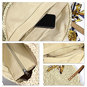 Straw Bag Round Summer Bag Large Woven Beach Bag Purse Shoulder Bag for Women Vacation Tote Handbags
