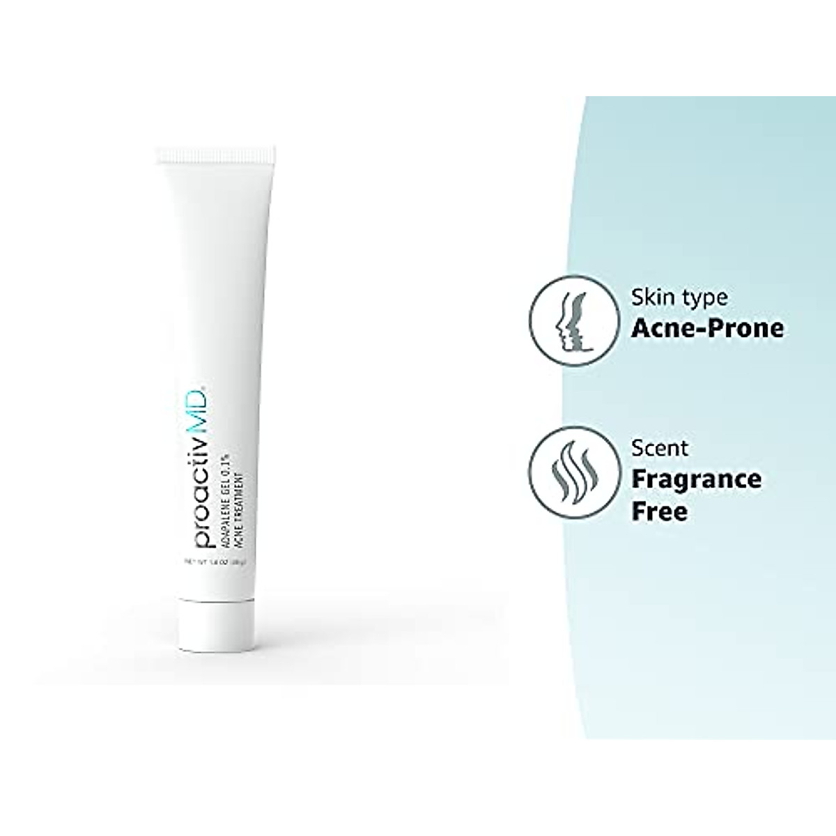 ProactivMD Adapalene Gel Acne Treatment - Prescription Strength Retinoids for Face and Body Acne, .1% Solution, 1.6 Oz, Unscented