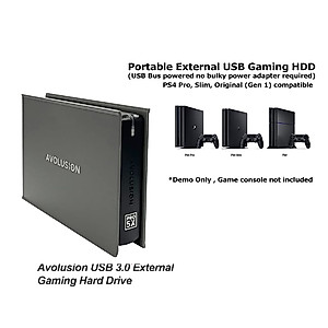 Avolusion Mini Pro-5X 1TB USB 3.0 Portable External Gaming Hard Drive - Grey (for PS4, Pre-Formatted) (Renewed)