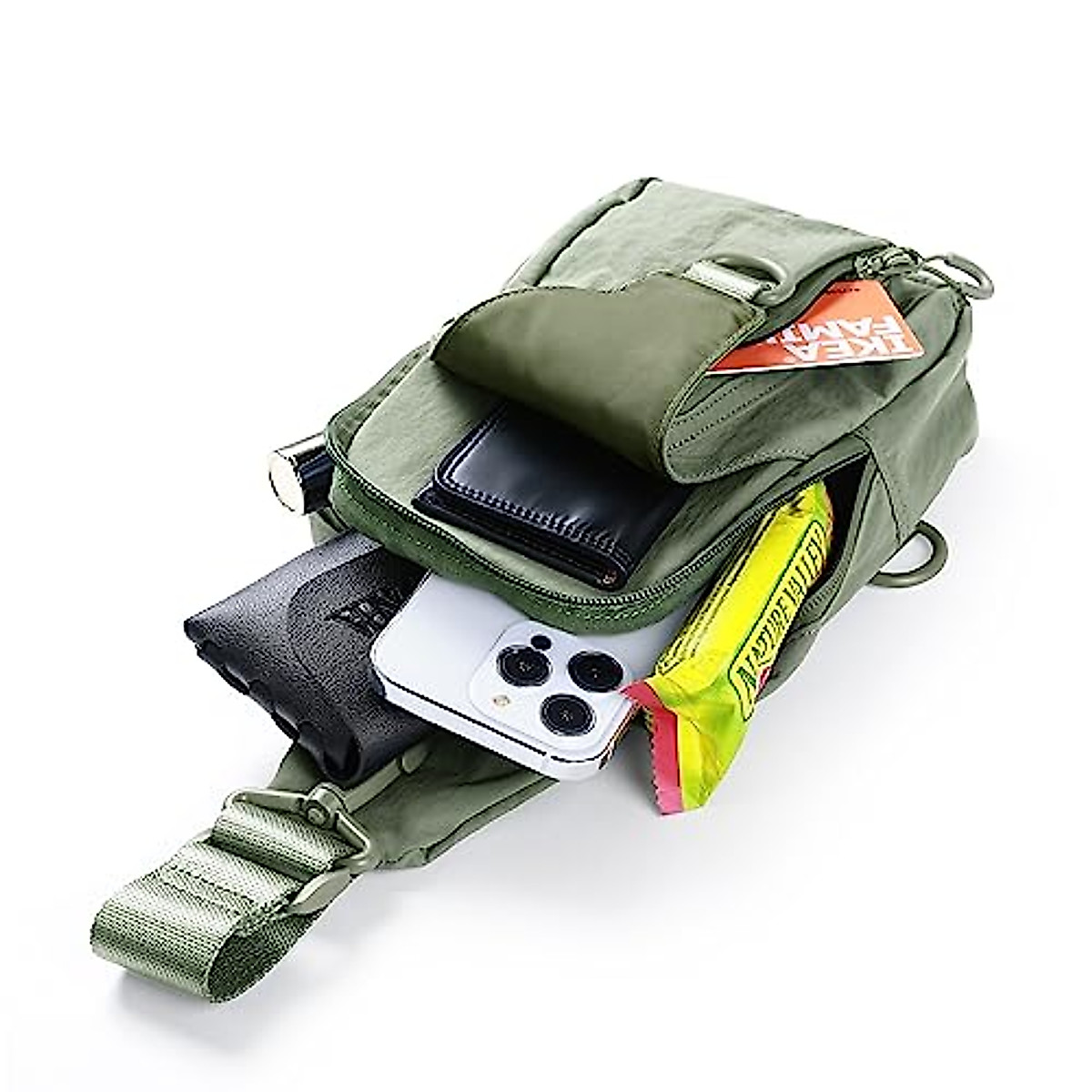 ASLABCREW Sling Bag with Adjustable Strap, Crossbody Daypack Chest Bag Small Backpack for Hiking Traveling, Sage Grey