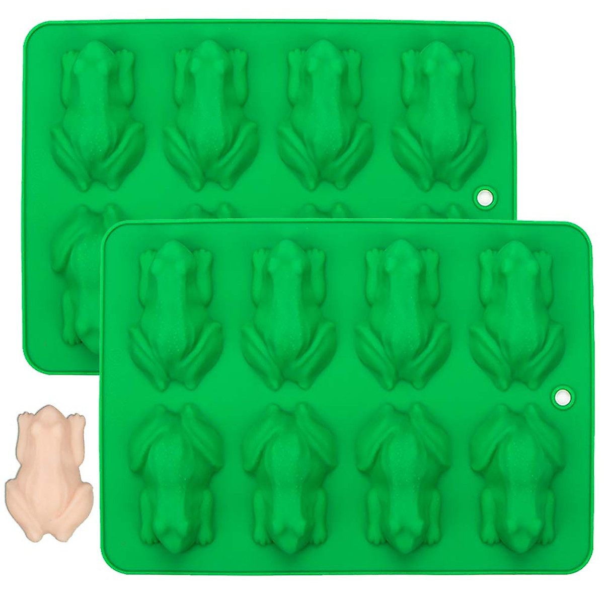 Webake Chocolate Molds Frog Candy Mold 2 Pack Silicone Molds For Jello, Keto Fat Bombs, Crayons, Gelatin, Cake Decoration, Soap, Resin(Green)