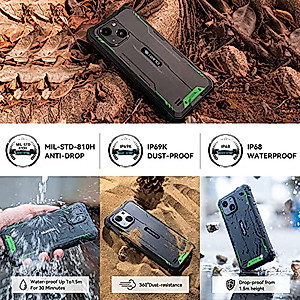 OUKITEL WP20 Pro Rugged Smartphone, 4GB+64GB Octa-Core 5.93" Rugged Phone Android 12, 6300mAh Battery, IP68 Waterproof, 20MP Camera, Global Version 4G LTE Cell Phone, Face ID+Fingerprint, NFC, Orange