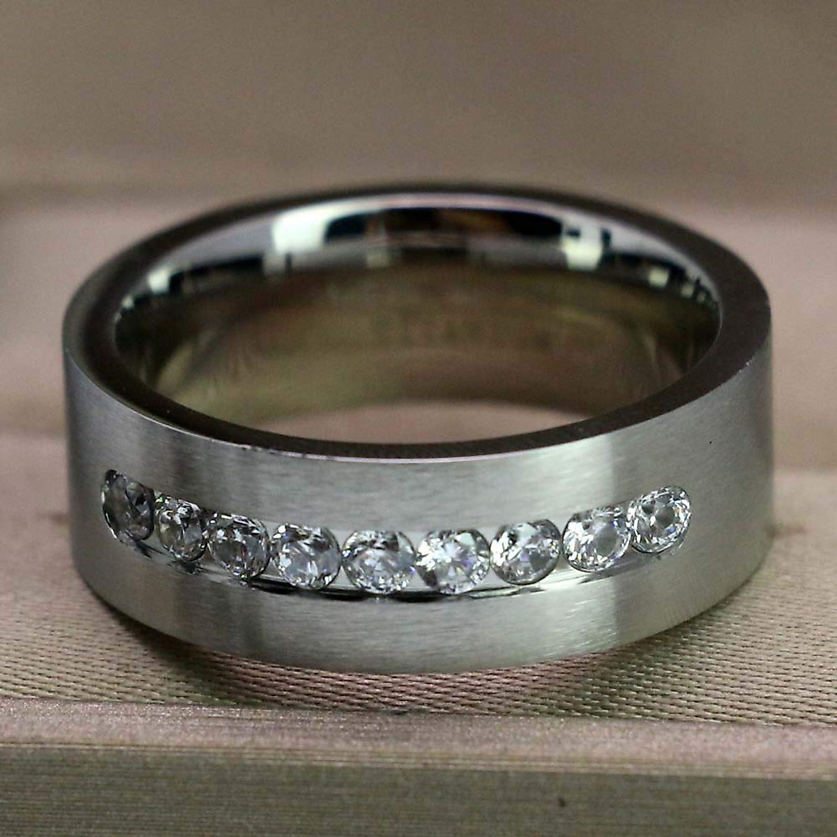 LOVERSRING Couple Ring Bridal Set His Hers Women White Gold Plated Cz Men Titanium Wedding Ring Band Set