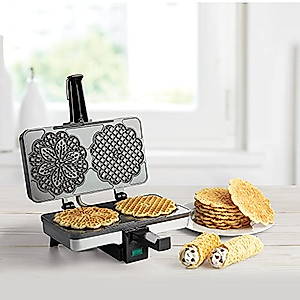 Pizzelle Maker - Non-stick Electric Pizzelle Baker Press Makes Two 5-Inch Cookies at Once- Recipe Guide Included- Easter Holiday Dessert Treat Making Made Easy- Unique Birthday or Any Occasion Gift