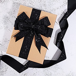 2 Rolls Glitter Ribbon 1-1/2 Inch x 10 Yards Wrapping Cut Edge Ribbon for Gift Wrapping Shiny Wrapping Ribbon for DIY Crafts Shower Tree Party Home Wedding Decoration(Black, 1-1/2 Inch Wide)