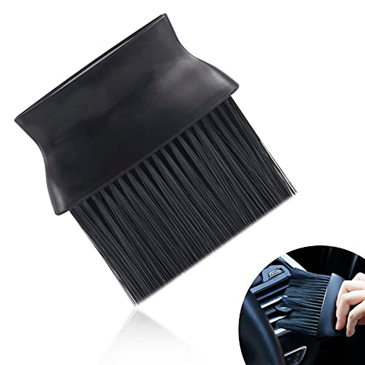 Amiss Car Detailing Brush, Auto Interior Dust Brush, Long Hair Wide Handle Brushes, Soft Bristles Detailing Brush Dusting Tool, Car Interior Accessories (Black)