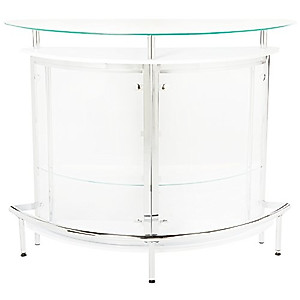 Coaster Furniture Bar Unit 20 inch W x 50.75 inch L x 41 inch H Chrome and Clear 101066