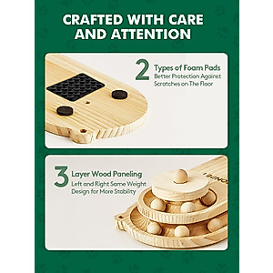 NZONPET Cat Scratching Post 16.54" Tall Scratch Post Premium Sisal Rope Scratch Posts for Kitten and Adult Cats All Natural Rope Wooden Ball Track Interactive Toy with Dangling Ball