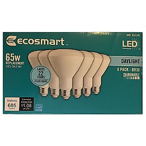 EcoSmart 65W Equivalent Day Light BR30 Dimmable LED Light Bulb (6-Pack)