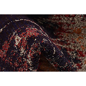 Unique Loom Estrella Collection Abstract, Rustic, Modern, Gradient, Distressed Area Rug, 5' 1" x 8' 0", Pink/Navy Blue