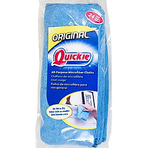 Quickie Microfiber Cleaning Cloth, 14 X 14 in., Blue, 24 Pack, Washable and Reusable, All-Purpose Towel/Wiper for Multi-Purpose Indoor/Outdoor Cleaning/Dusting/Polishing on Kitchen/Bathroom