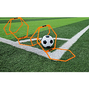 Max4out Hex Agility Rings Set of 6 Rings for Speed & Agility Footwork Training, Hexagon Ladder with Fitness Equipment Sport Workout Home Gym, Kids and Adults (Orange)