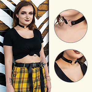 AsherKeep Black Heart Choker Necklace for Women - Goth Choker Necklace Kawaii Cute Chokers for Women Black Vegan Leather Choker Punk Halloween Costume