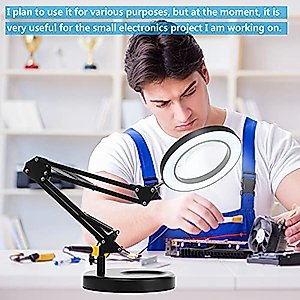 【Upgraded】 5X LED Magnifying Lamp, HITTI 1,800 Lumens Stepless Dimmable, 3 Color Modes, 8-Diopter 4.2″ Real Glass Lens Magnifier Desk lamp, Magnifying Light and Stand for Crafts, Reading, Close Work