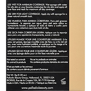 Palladio Dual Wet and Dry Foundation with sponge and Mirror, Squalane Infused, Apply Wet for Maximum Coverage or Dry for Light Finishing and Touchup, Minimizes Fine Line, All day Wear, Cypress Beige