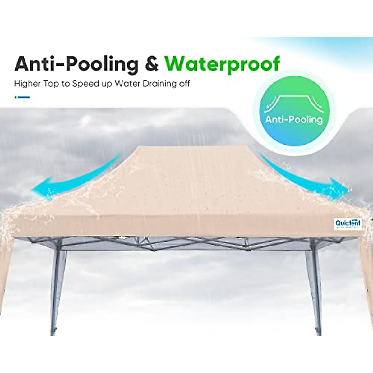 Quictent Privacy 10x15 ft Ez Pop up Canopy Tent Enclosed Outdoor Instant Shelter Party Tent Event Gazebo with Sidewalls and Mesh Windows Waterproof (Beige)