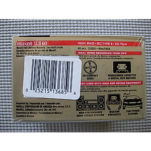 Maxell 139858 60-Minute High Bias Standard Cassette Audio Tape - 5 Pack