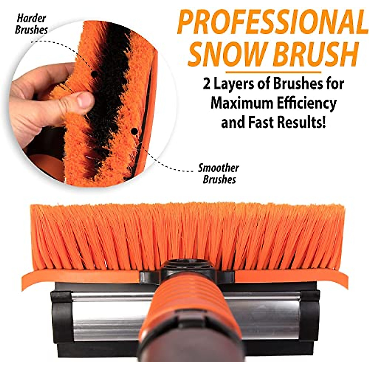 Zone Tech 35” Extendable Ice Scraper and Extendable Brush 360° Snow Brush Head for Car Windshield Flexible Arm Ice Scraper Scratch Free Removal Tool Snow Removal Compact Extreme Durable Auto Truck SUV