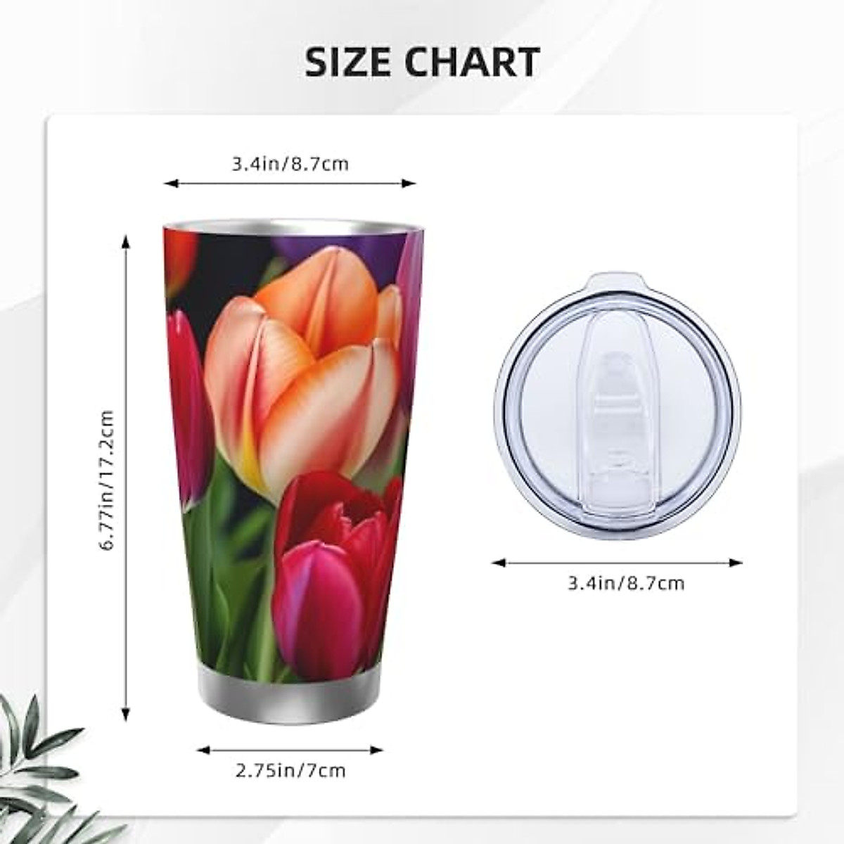 Flower Tumbler with Lid and Straw 20oz Stainless Steel Car Cup for Hot and Cold Drinks, Double Wall Insulated Travel Coffee Mug Reusable Drink Thermos Cup Birthday Gifts