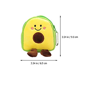 NUOBESTY 4pcs Avocado Plush Purse Wallet Cartoon Fruit Zipper Coin Bag Novelty Handbags Change Purse with Keychain