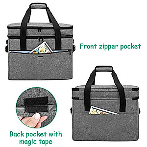 YARWO Slow Cooker Bag Compatible with Crock-Pot and Hamilton Beach 6-8 Quart Oval Slow Cooker, Double Layers Slow Cooker Travel Carrier for kitchen Appliance and Accessories, Gray (Bag Only)