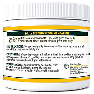 Trulysine Plus L-Lysine for Cats Immune Support Oral Powder 8oz/226g - Cats & Kittens of All Age, Sneezing, Runny Nose Squinting, Watery Eyes Chicken Liver Flavor (U.S.A)(226 Grams (900mg / Scoop))